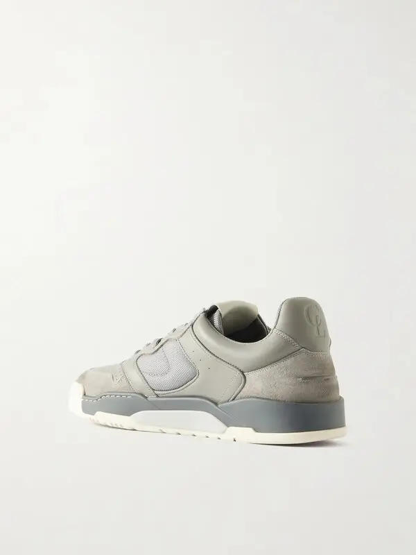 CHRISTIAN LOUBOUTIN Bsktball 1 Suede And Mesh-trimmed Leather Sneakers - Gray