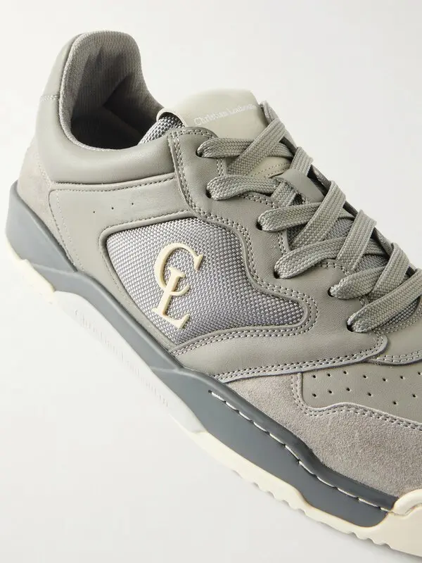 CHRISTIAN LOUBOUTIN Bsktball 1 Suede And Mesh-trimmed Leather Sneakers - Gray