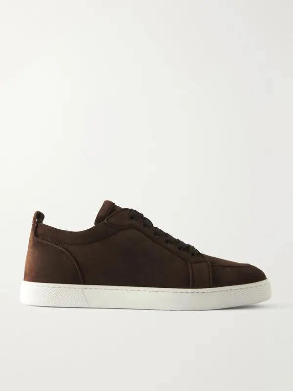CHRISTIAN LOUBOUTIN Rantulow Grosgrain-trimmed Suede Sneakers