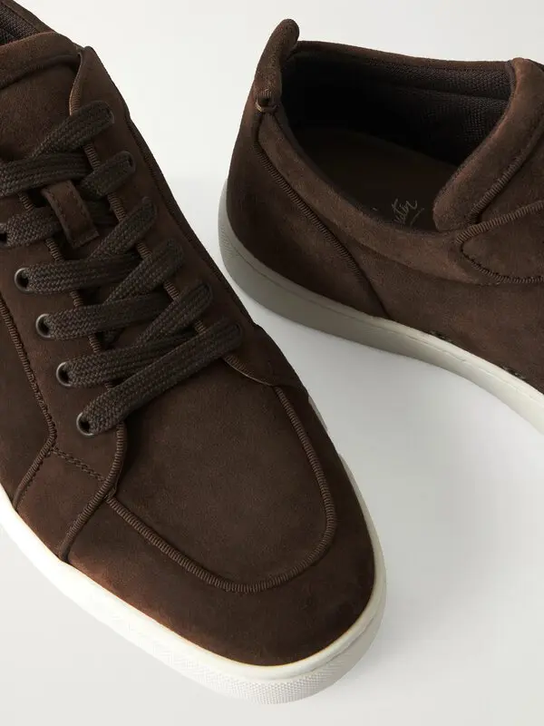 CHRISTIAN LOUBOUTIN Rantulow Grosgrain-trimmed Suede Sneakers