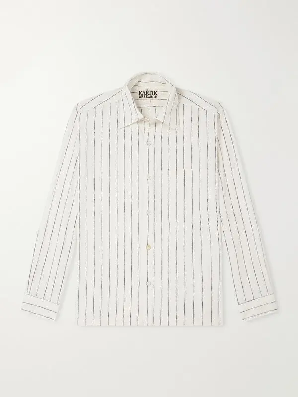 KARTIK RESEARCH Pinstriped Cotton-canvas Shirt