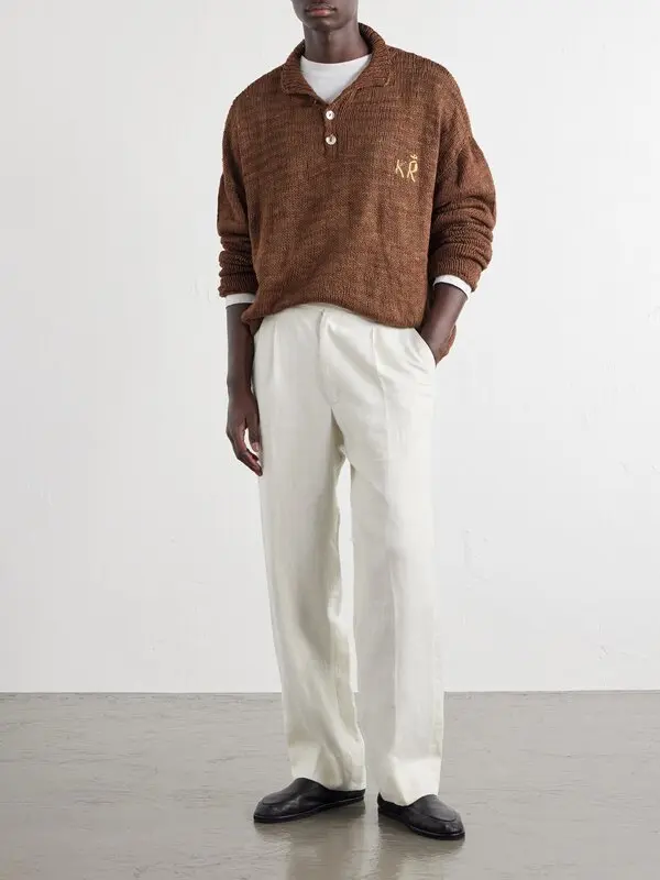 KARTIK RESEARCH Logo-embroidered Silk Polo Sweater