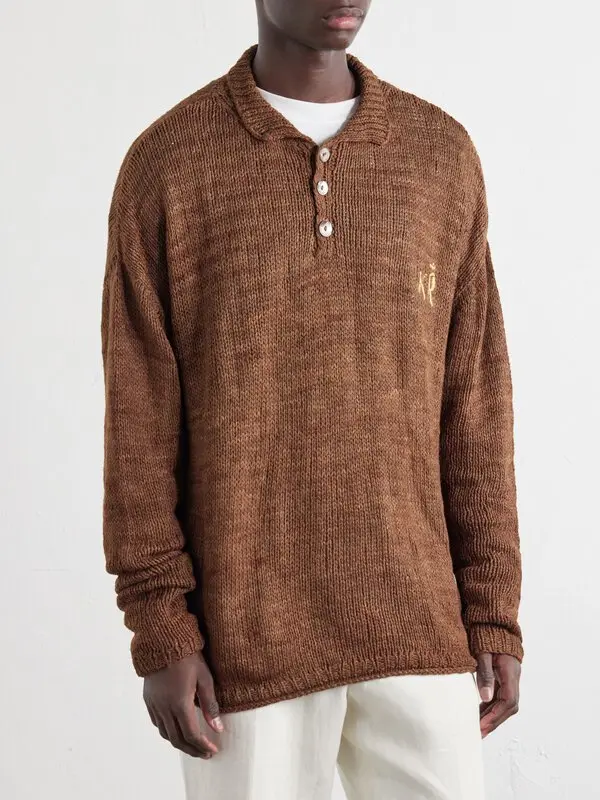 KARTIK RESEARCH Logo-embroidered Silk Polo Sweater