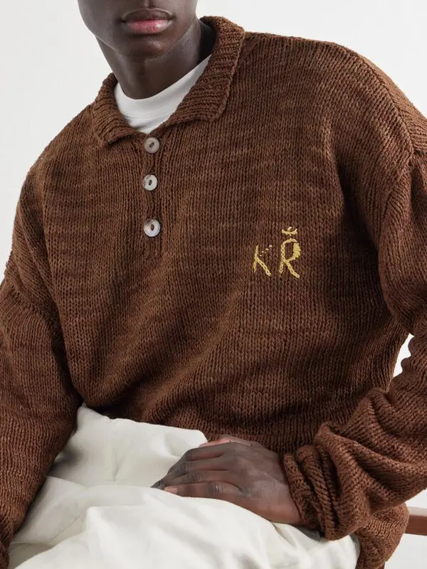 KARTIK RESEARCH Logo-embroidered Silk Polo Sweater
