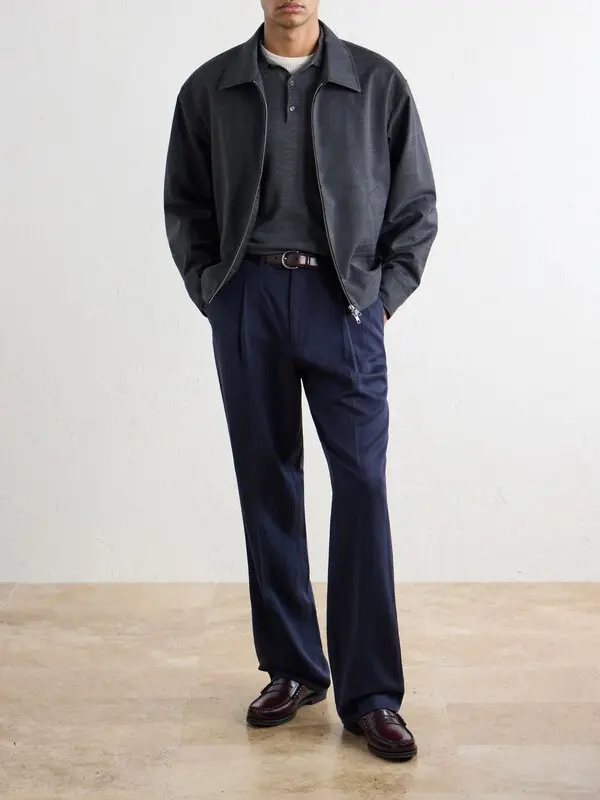 Altea Wool, Silk And Cashmere-blend Polo Sweater - Gray