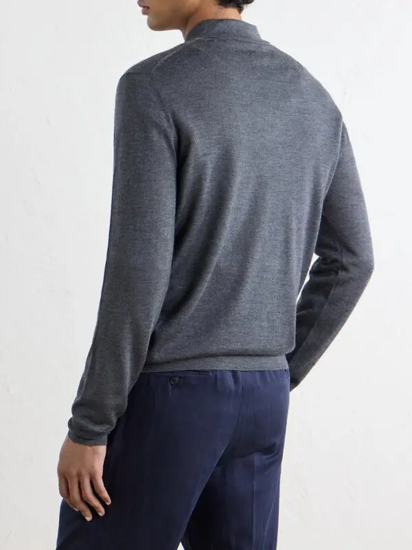 Altea Wool, Silk And Cashmere-blend Polo Sweater - Gray