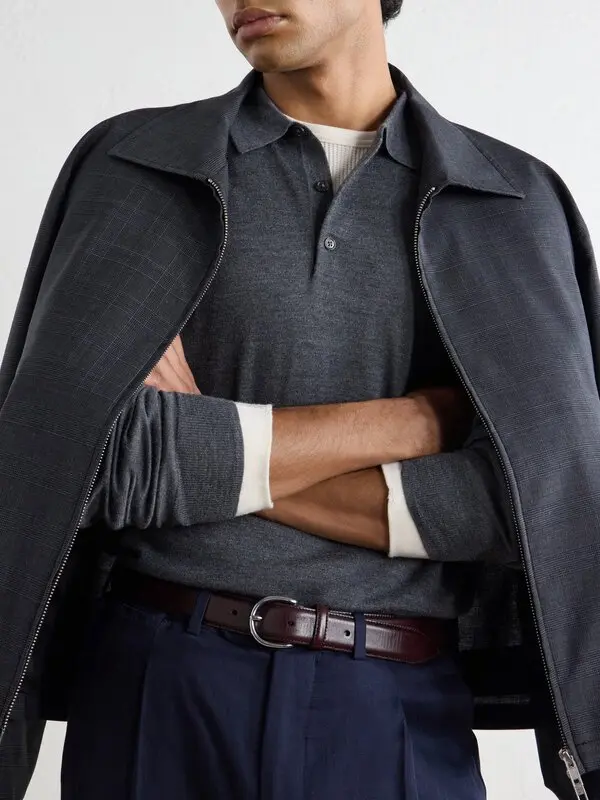 Altea Wool, Silk And Cashmere-blend Polo Sweater - Gray