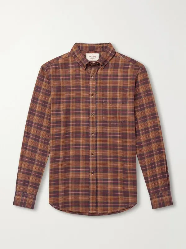 Portuguese Flannel Trigo Checked Brushed Cotton-twill Shirt - Brown