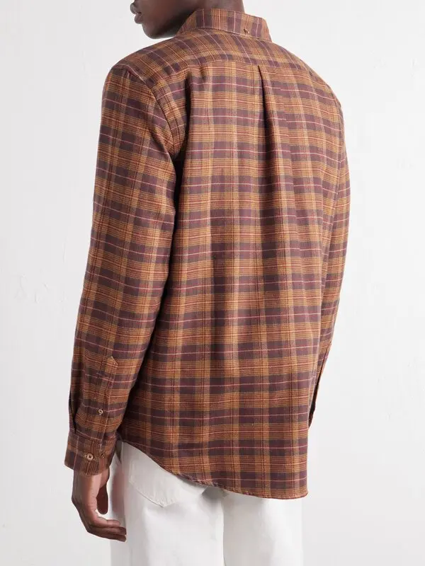 Portuguese Flannel Trigo Checked Brushed Cotton-twill Shirt - Brown