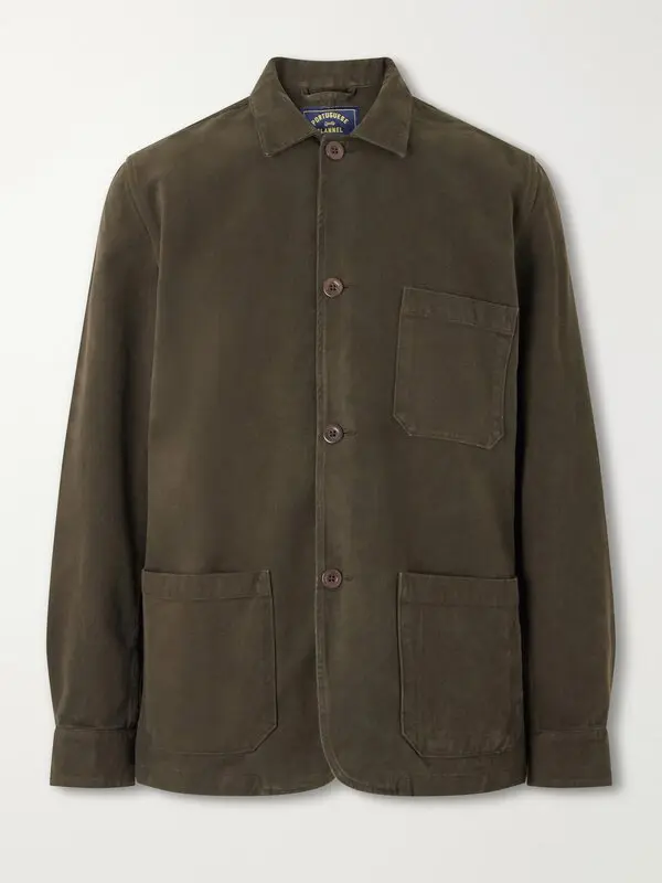 Portuguese Flannel Labura Stretch-cotton Twill Overshirt - Brown