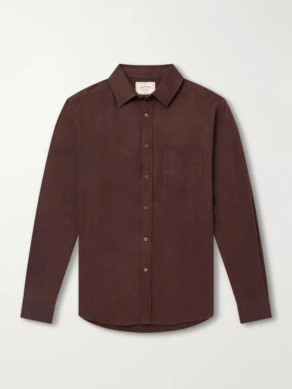 Portuguese Flannel Teca Brushed Cotton-twill Shirt - Brown
