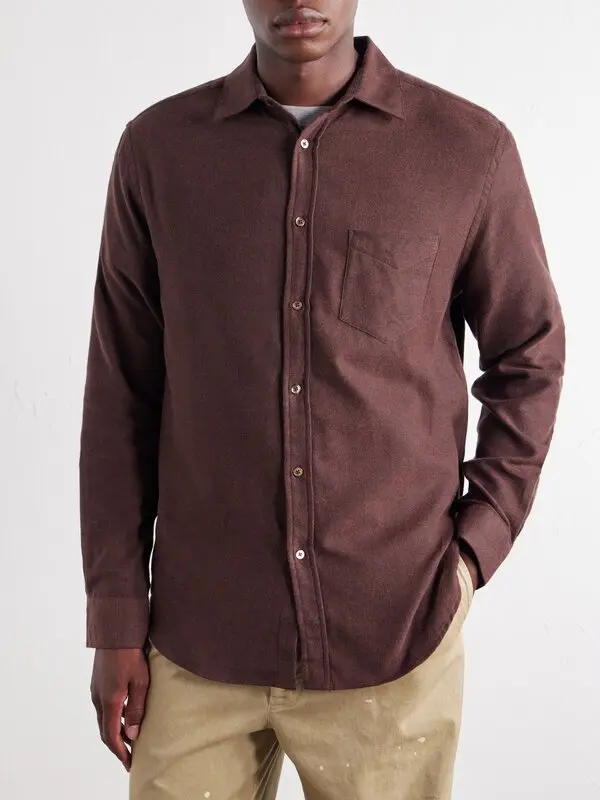 Portuguese Flannel Teca Brushed Cotton-twill Shirt - Brown