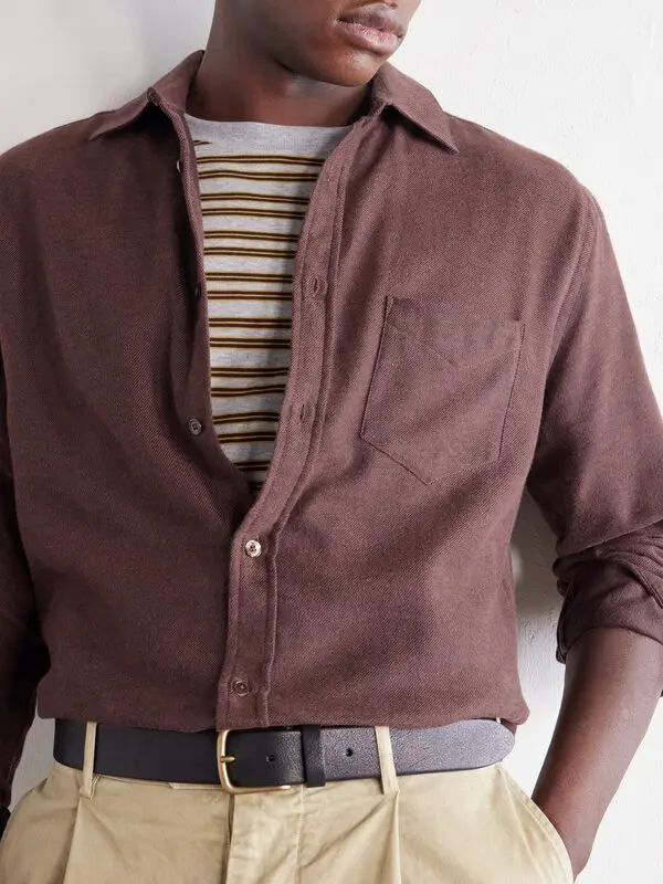 Portuguese Flannel Teca Brushed Cotton-twill Shirt - Brown