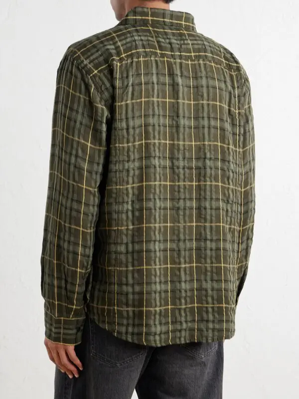 CORRIDOR Crinkled Checked Cotton-blend Shirt