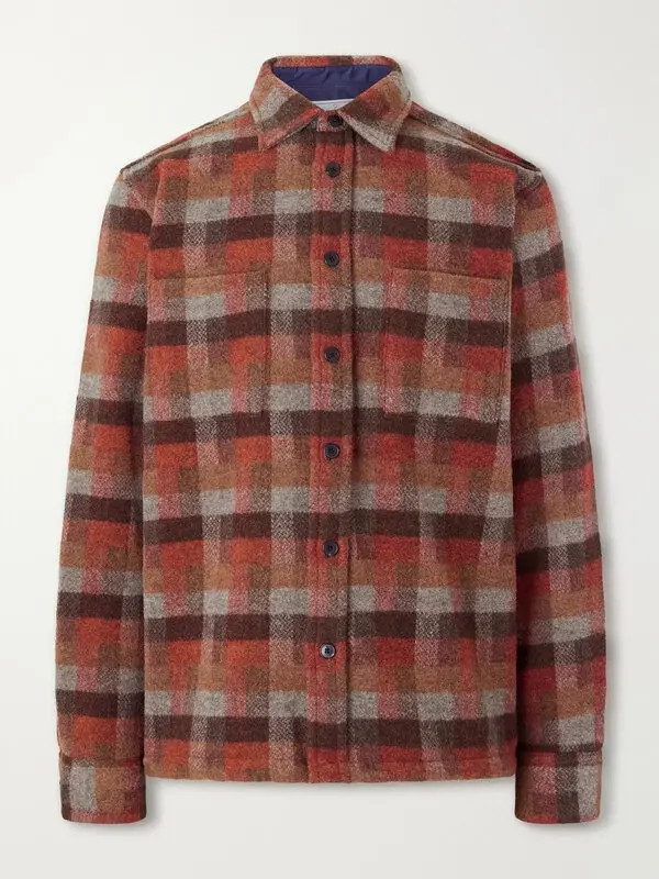 Portuguese Flannel Agripa Checked Wool-flannel Overshirt - Orange