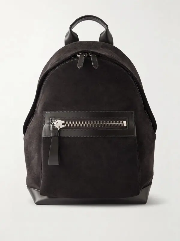 TOM FORD Buckley Leather-trimmed Suede Backpack - Black