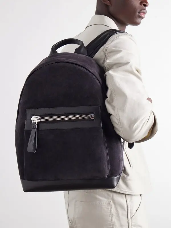 TOM FORD Buckley Leather-trimmed Suede Backpack