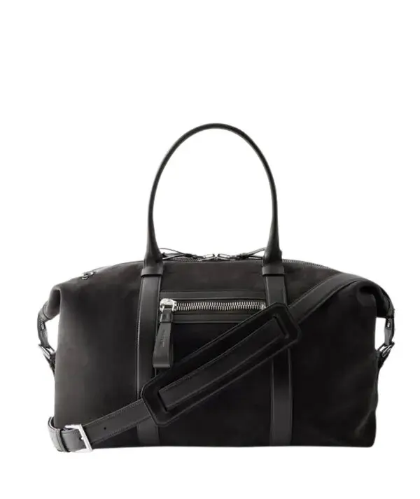 TOM FORD Buckley Leather-trimmed Suede Holdall - Black