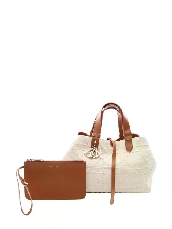 Dior 2021-2026 Medium Canvas Macrocannage Toujours Bag Tote Bag - Neutrals