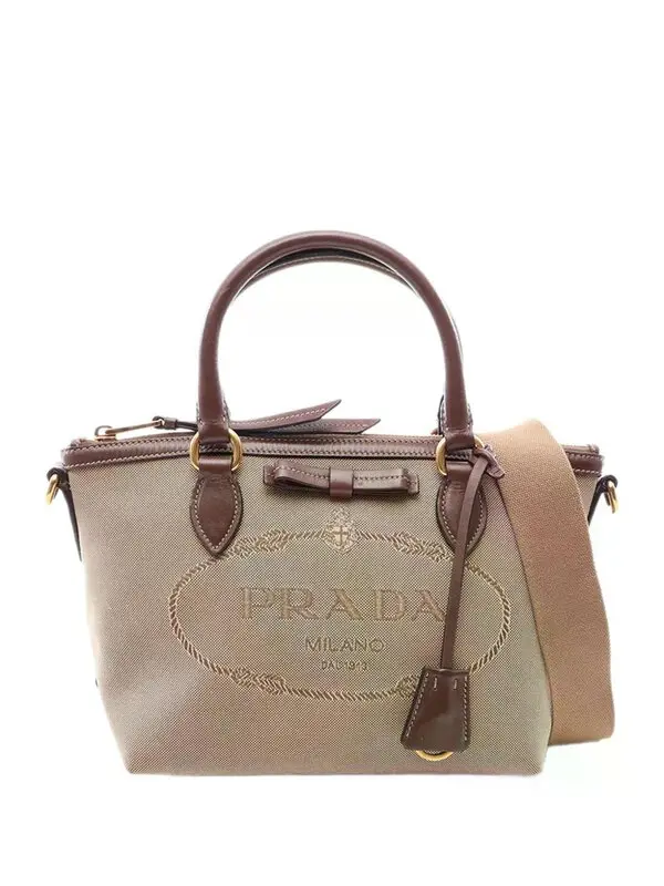 Prada 2013-2026 Canvas Canapa Logo Bow Satchel