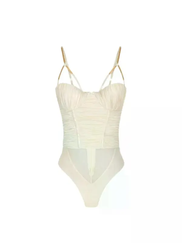 Elisabetta Franchi Draped Gold-tone-plaque Bodysuit