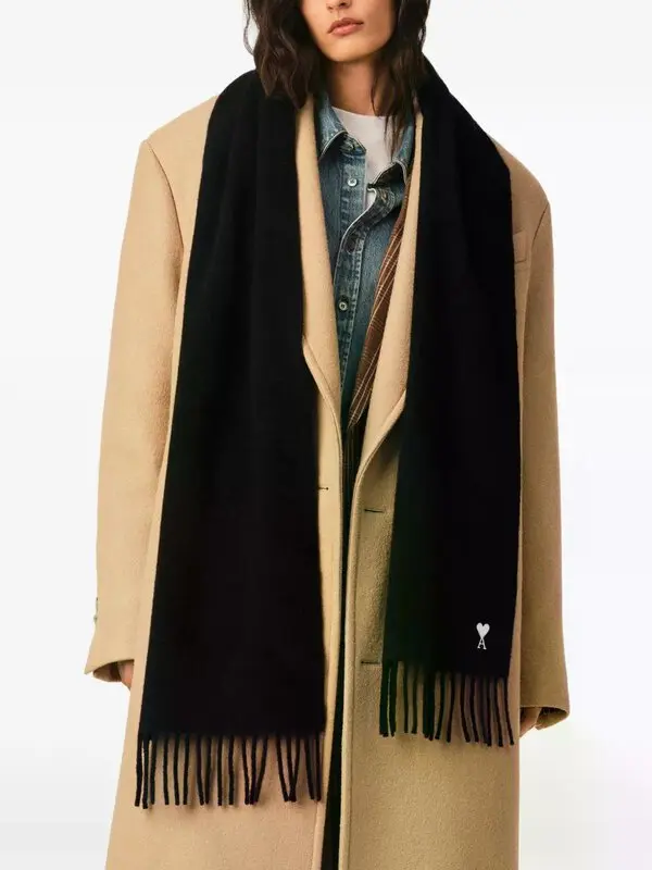 AMI Paris Wool Scarf With De Coeur