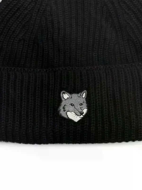 Maison Kitsuné Ribbed-knit Beanie Hat