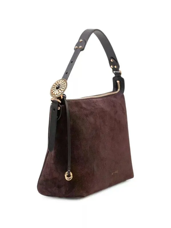 Etro Logo-print Suede Shoulder Bag - Brown