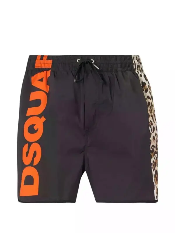 Dsquared2 Leopard-print Logo-print Swim Shorts