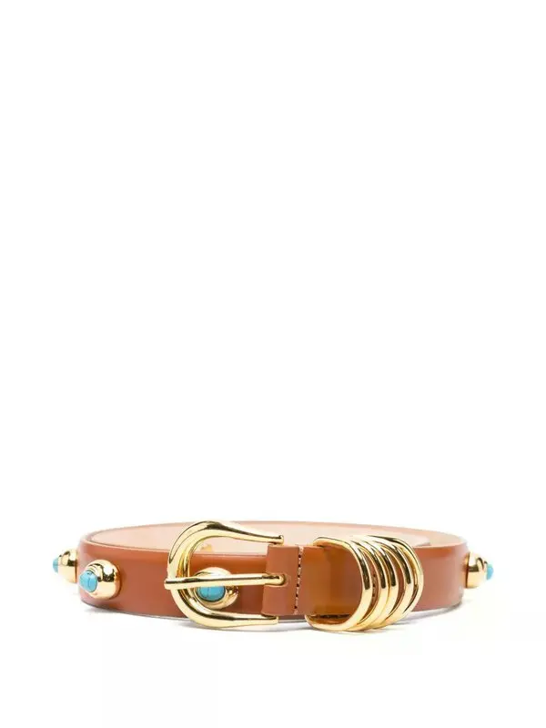 DEHANCHE The Hollyhock Stone Leather Belt - Brown