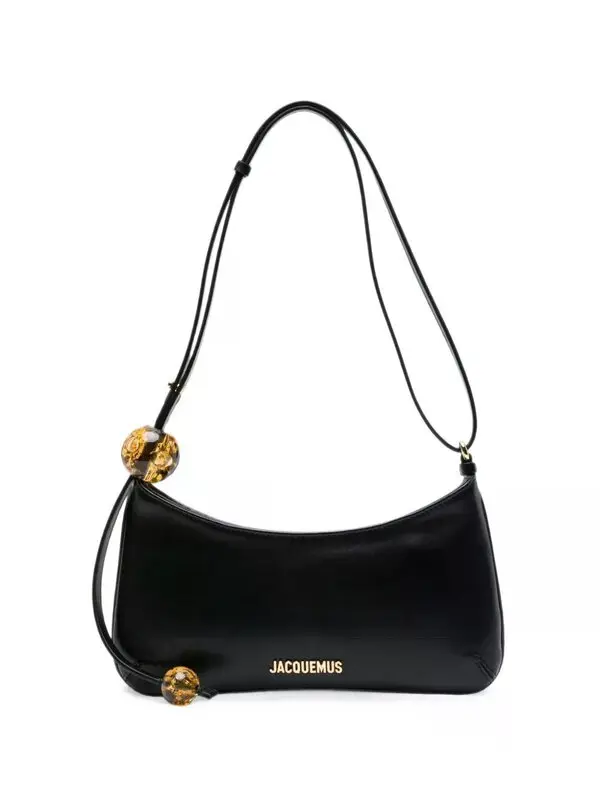 Jacquemus Pearl-embellished Leather Shoulder Bag - Black