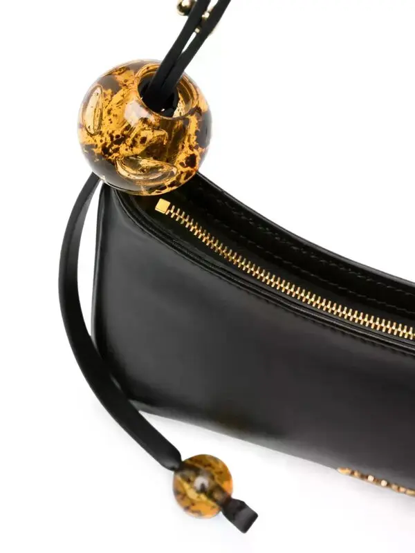 Jacquemus Pearl-embellished Leather Shoulder Bag - Black