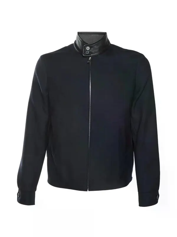 Sandro Leather-collar Zip-up Jacket - Black