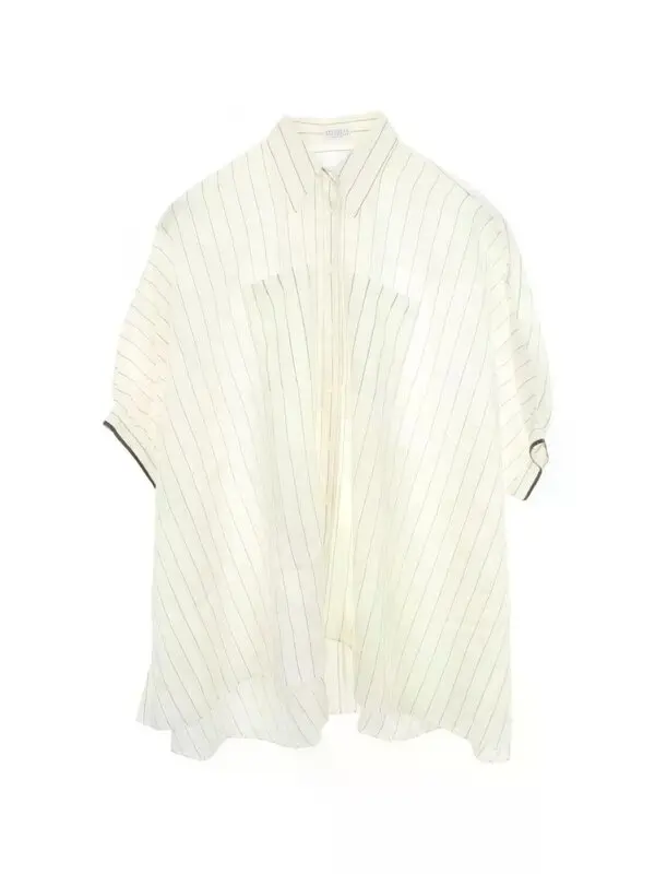 Brunello Cucinelli 2010s Striped Short-sleeve Shirt - Neutrals