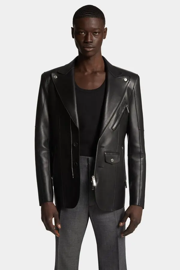 Dsquared2 70s Leather Biker Blazer