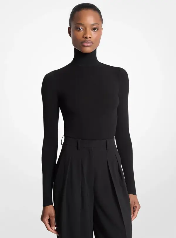 Michael Kors Stretch Viscose Turtleneck Bodysuit In Size By