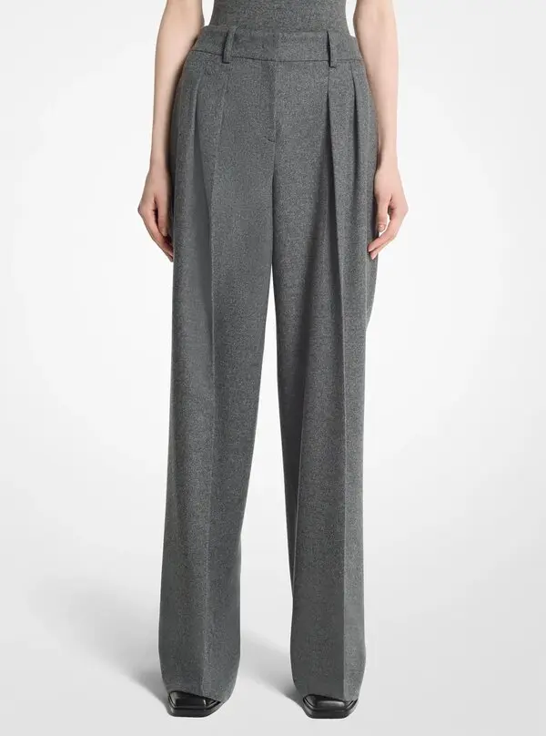 Michael Kors Pleated Wool Flannel Slouch Trousers In Size By