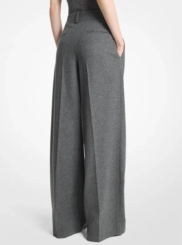 Michael Kors Pleated Wool Flannel Slouch Trousers In Size By