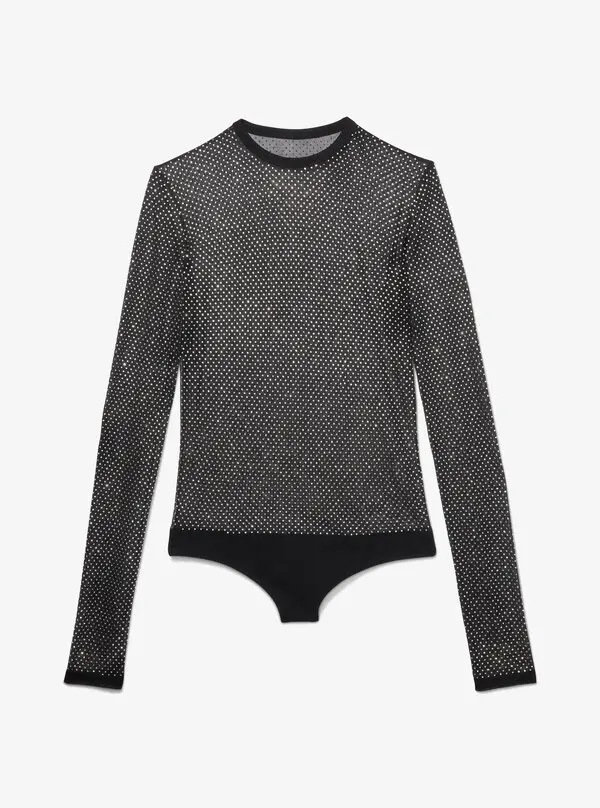 Michael Kors Crystal-embellished Viscose Bodysuit In Size By