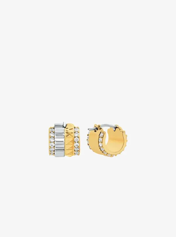 Michael Kors Pavé Two-tone Fluted Huggie Earrings In By