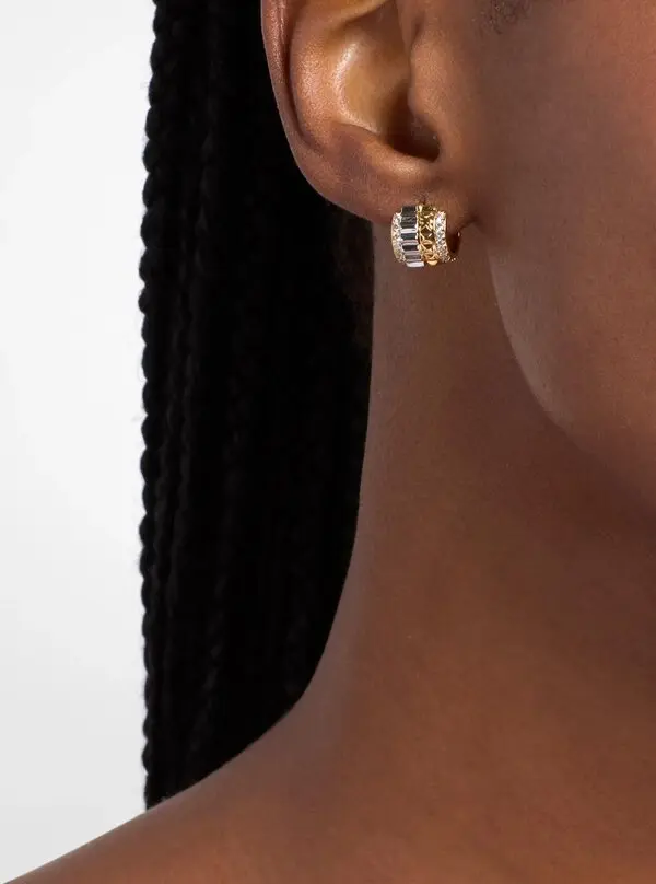 Michael Kors Pavé Two-tone Fluted Huggie Earrings In By
