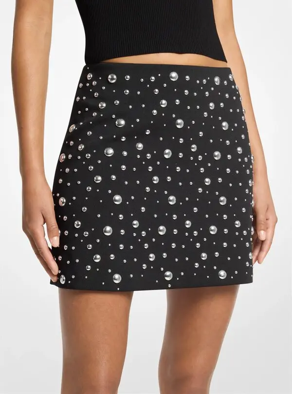Michael Kors Studded Stretch Crepe Mini Skirt In Size By