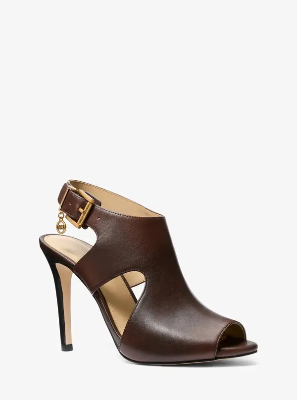 Michael Kors Harper Burnished Leather Sandal In Size By - Brown