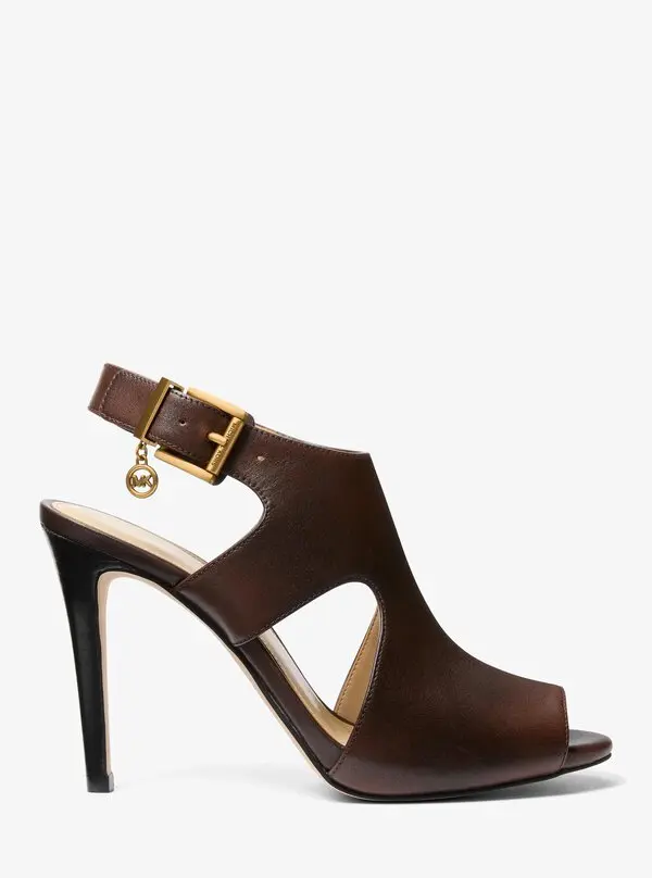 Michael Kors Harper Burnished Leather Sandal In Size By - Brown