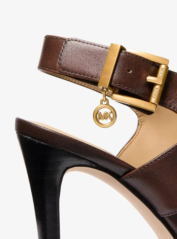 Michael Kors Harper Burnished Leather Sandal In Size By - Brown