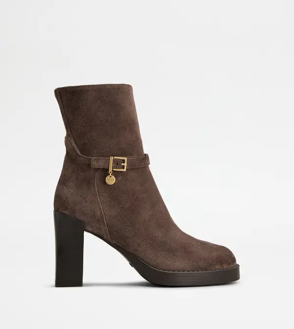 TOD'S Ankle Boots In Suede - Brown