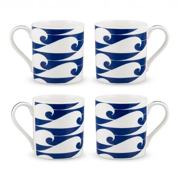 THE CORNISH SURFER Blue / White Cornish Fine Bone China Mugs - Blue/white