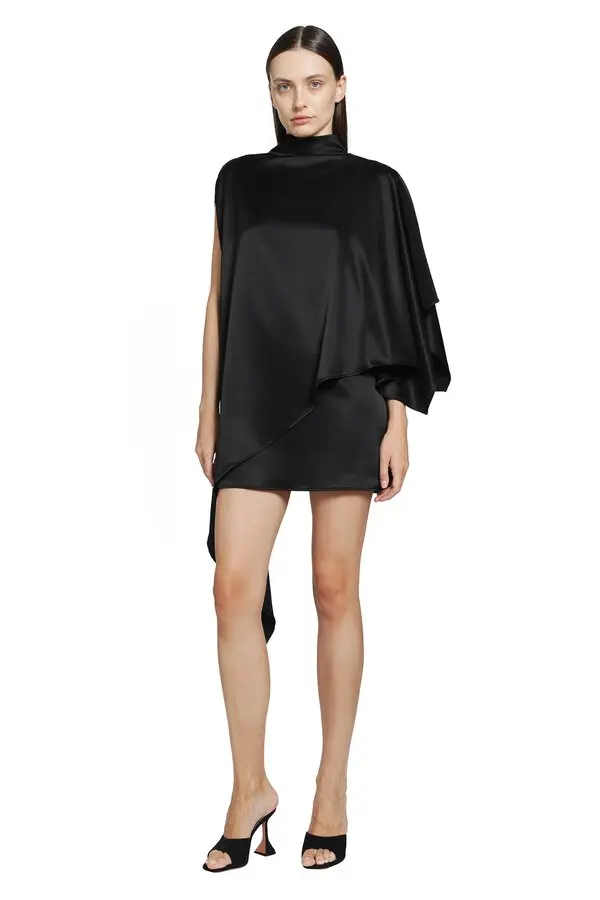 SSHEENA Appeal Satin Mini Dress - Black