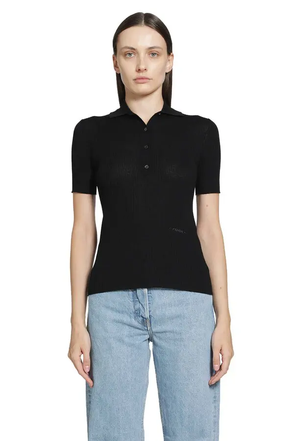 Fendi Wool Ribbed Polo Shirt