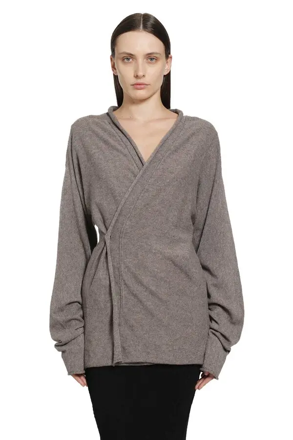 YEHUAFAN Cashmere Wrap Top - Grey